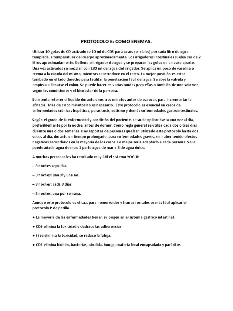 Protocolo Enema de Andreas Kalcker | PDF