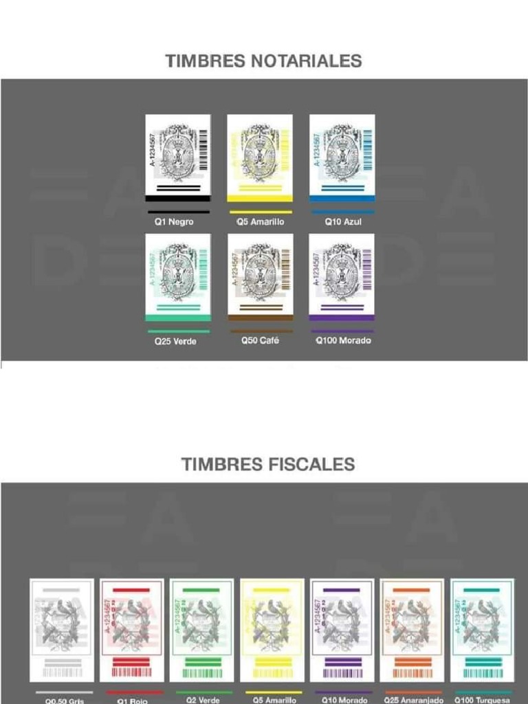 Colores de Timbres Notariales y Fiscales | PDF