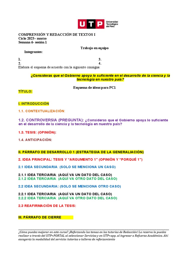 UTP S06.s1 CRT1 - Esquema para PC1 (Material de Actividades) 2023 Marzo ... UTP S06.s1 CRT1 - Esquema para PC1 (Material de Actividades) 2023 Marzo ...