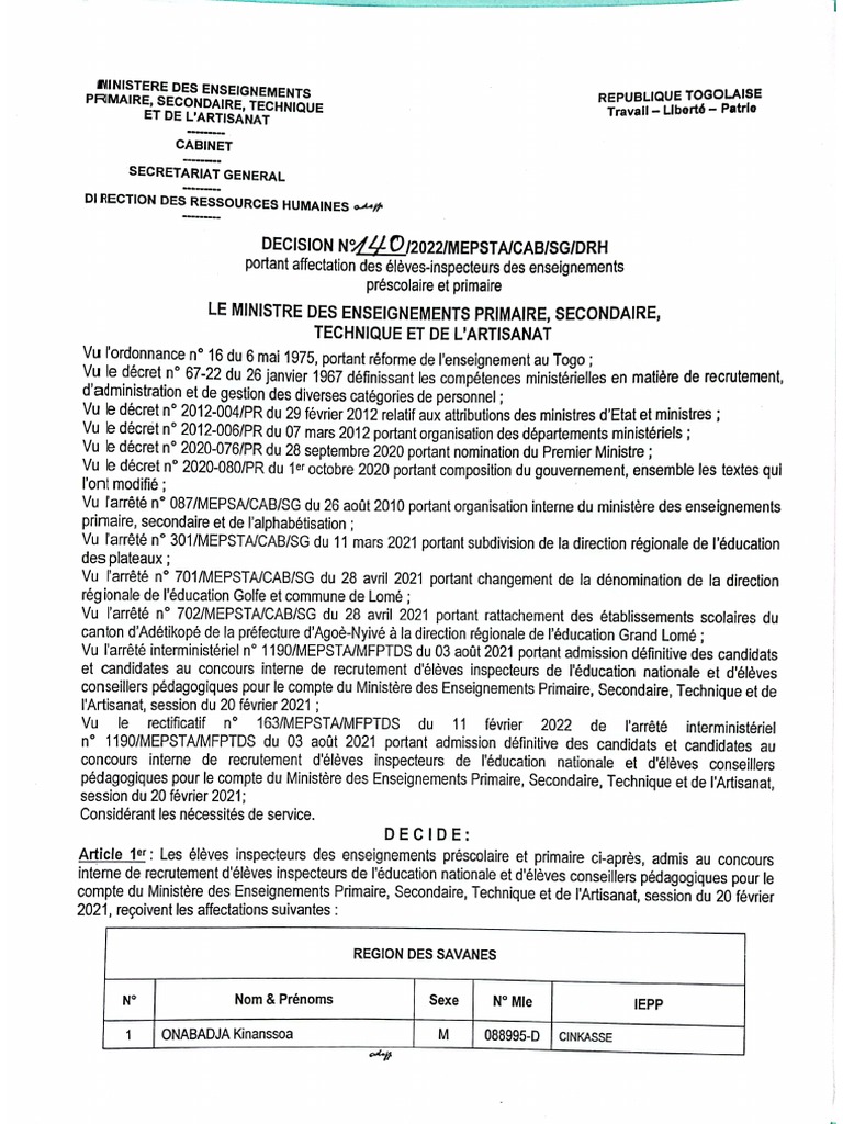 Affectations IEPP PDF | PDF