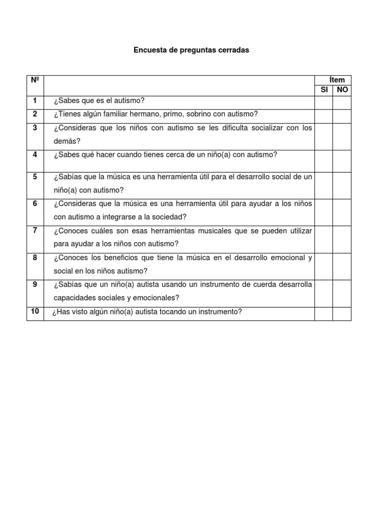Encuesta de Preguntas Cerradas | PDF