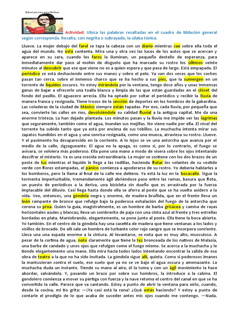 Actividad El Acento y La Tilde General-Lectura Persona Normal ...