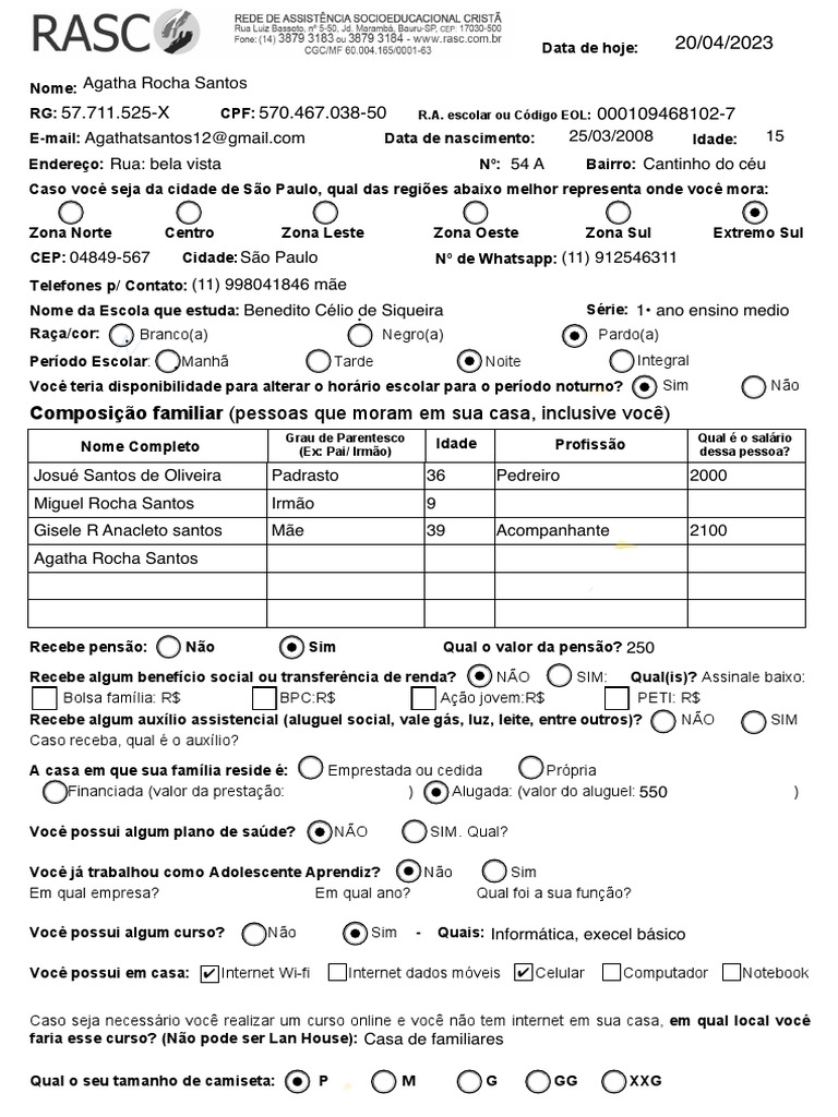 Formulario RASC SP 2 PDF | PDF | Internet | São Paulo