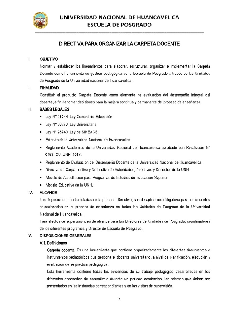 Directiva Carpeta Docente Posgrado | PDF | Evaluación | Maestros