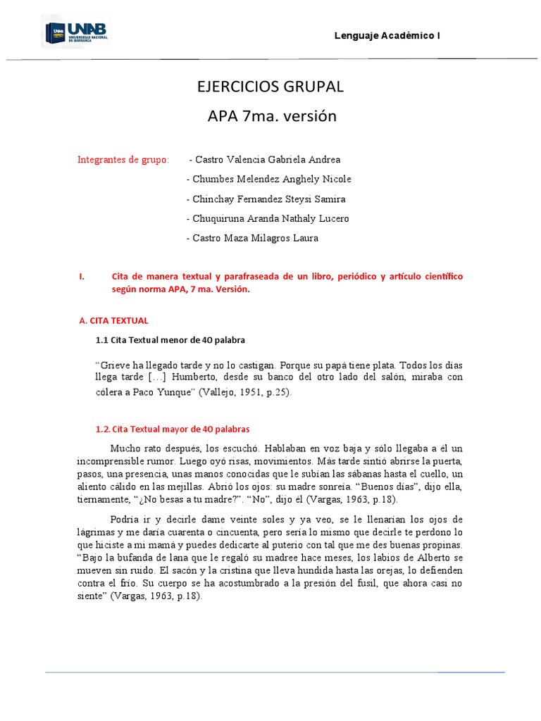 Ejercicio - APA - 7ma. - Version Steysi | PDF