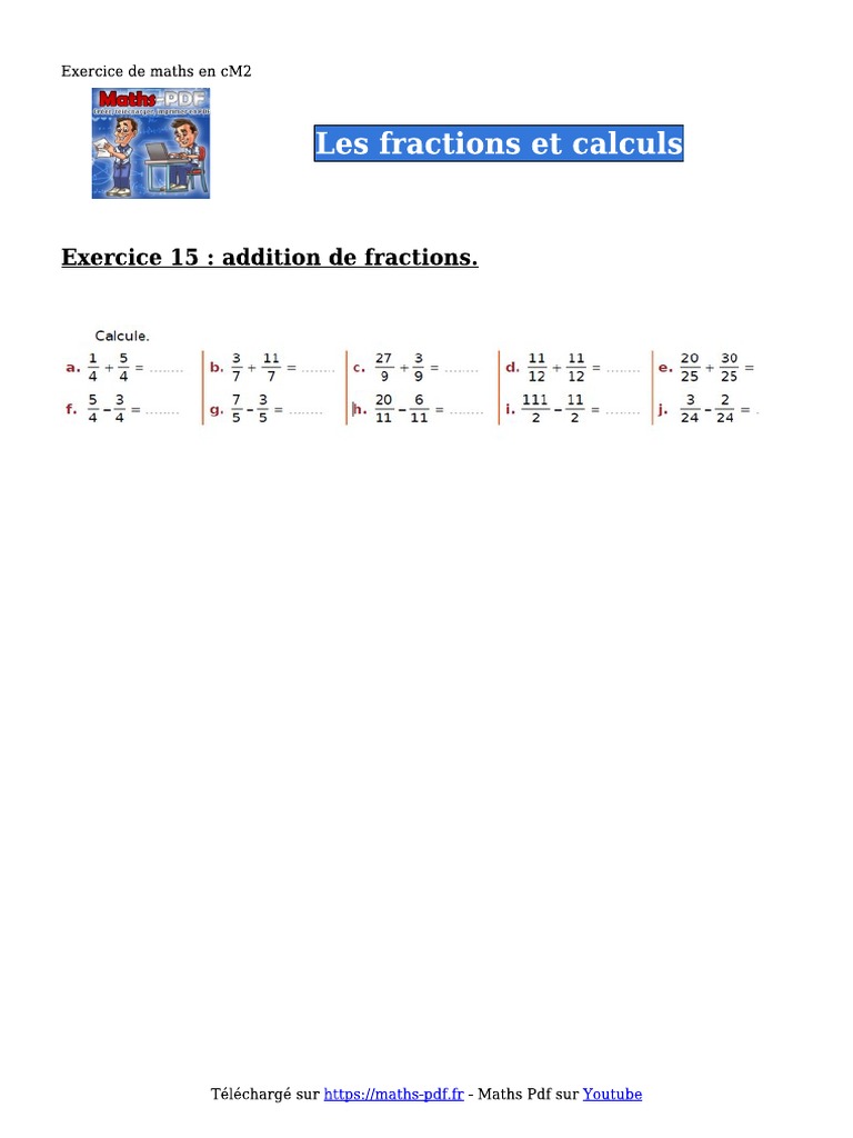 Additions des fractions | PDF