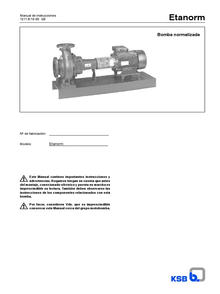 Etanorm Manual | PDF | Tornillo | Bomba