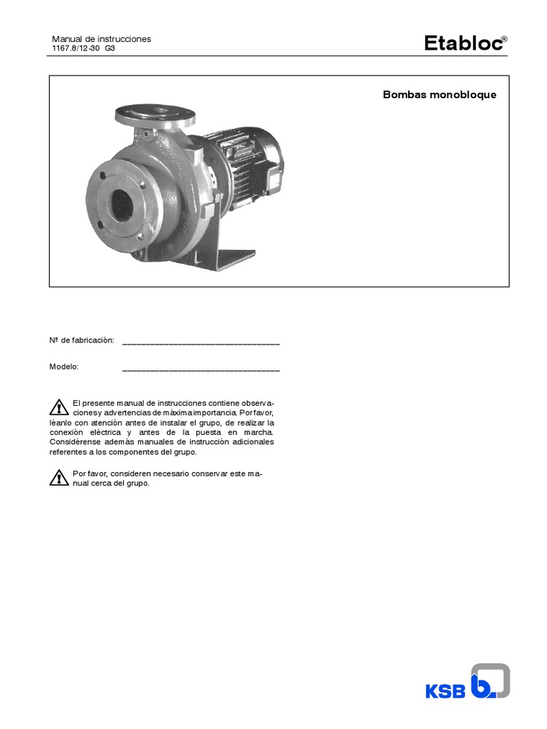 Etabloc Manual | PDF | Bomba | Ciencias fisicas