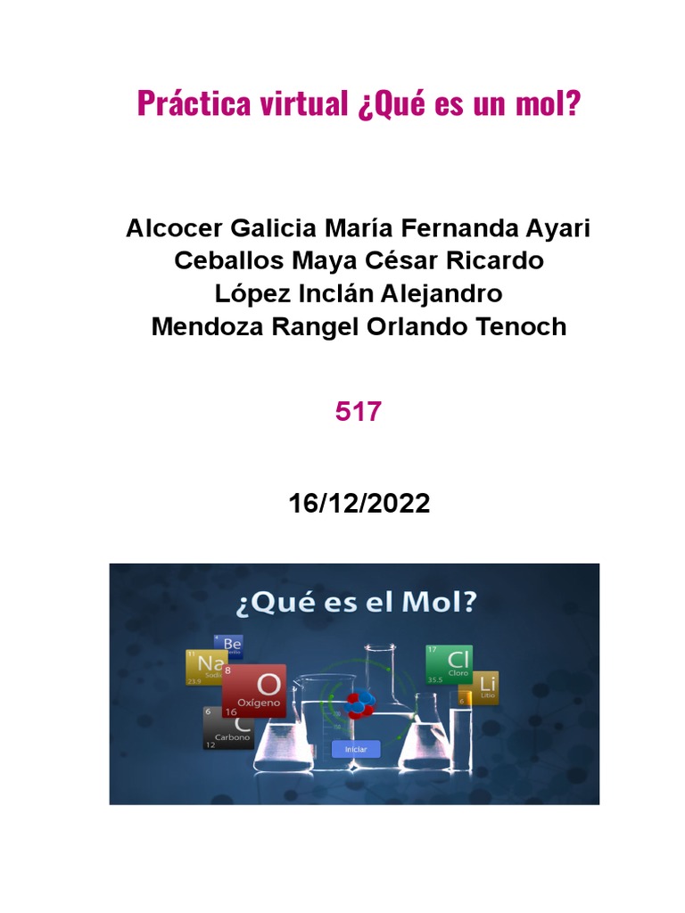 Práctica Virtual ¿Qué Es Un Mol | PDF