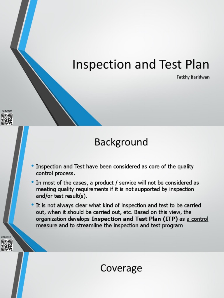 Understanding and Preparation of Inspection and Test Plan | PDF | Risk ...