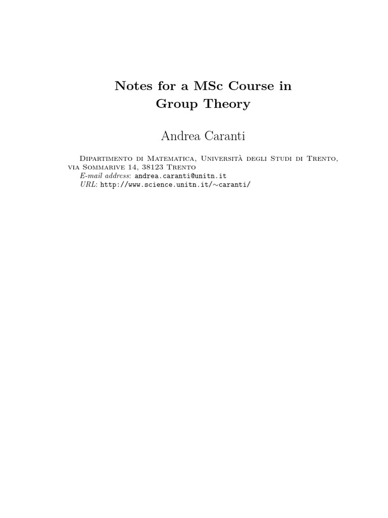 MSc Group Theory Course Notes | PDF | Representation Theory | Matrix ...