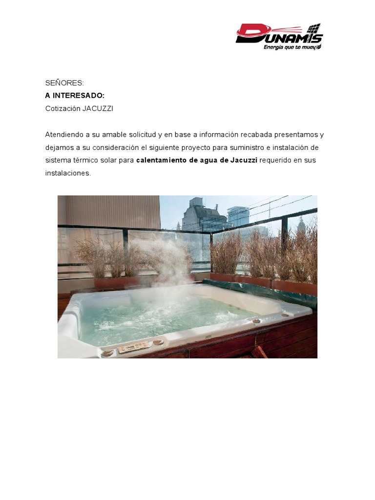 Jacuzzis Cotización Dunamis - 2022 - Fichas Técnicas | PDF ...