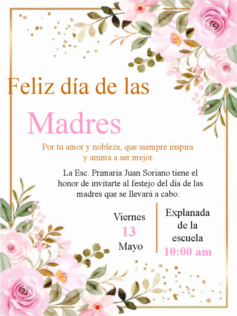 Invitacion Dia De Las Madres Pdf