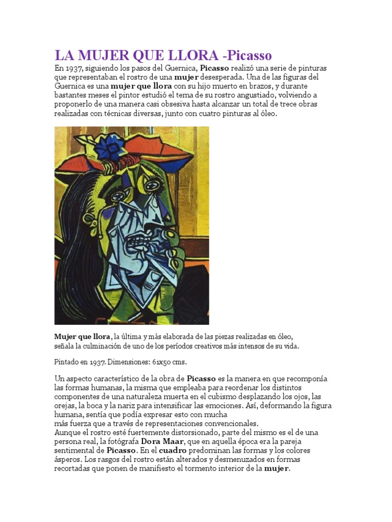 La Mujer Que Llora | PDF | Pablo Picasso | Pinturas