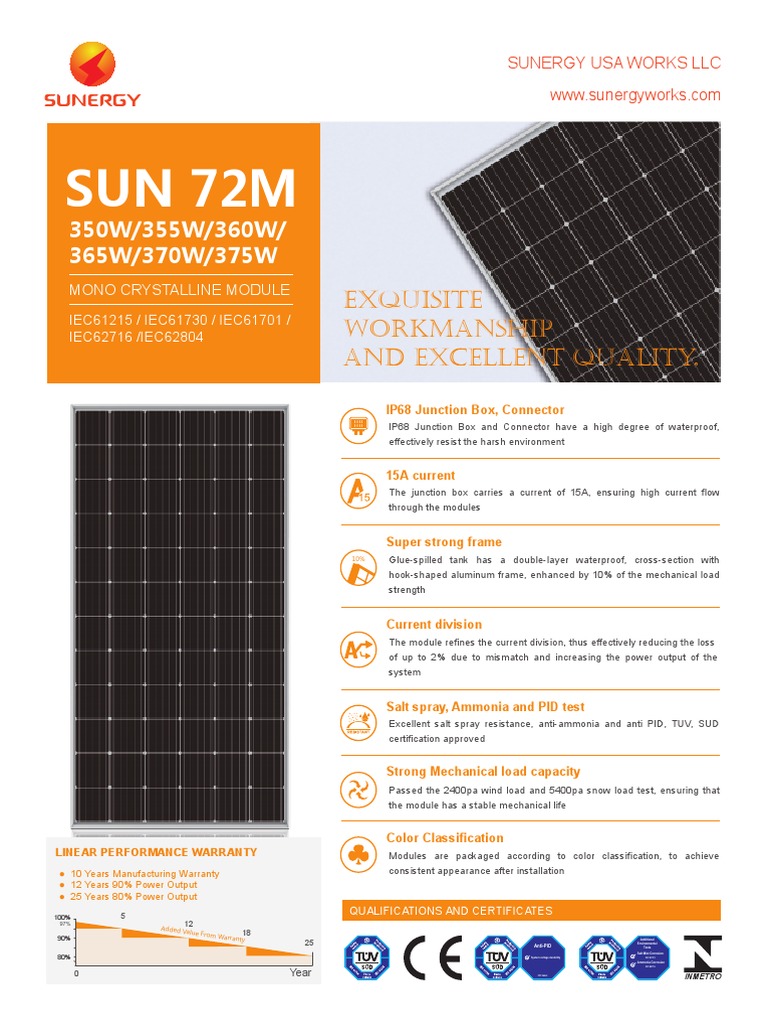 Specifications and Performance Warranty for SUN 72M 350W-375W Mono ...