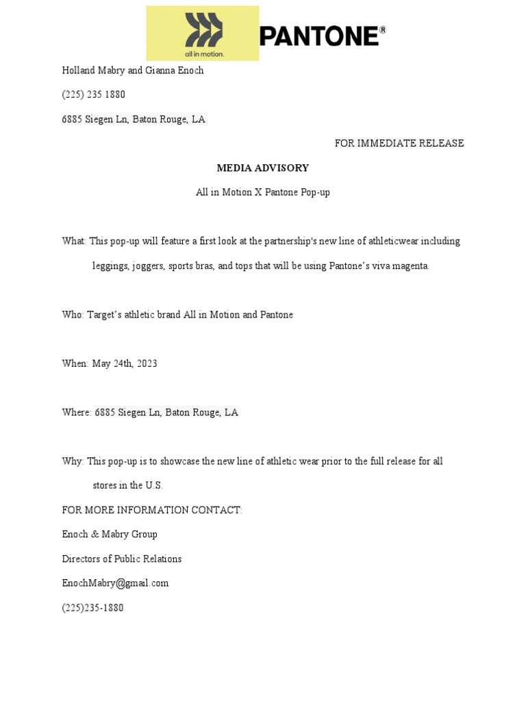 Media Advisory | PDF