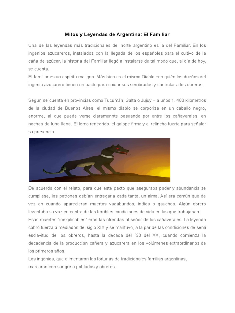 Mitos y Leyendas de Argentina - El Familiar | PDF Mitos y Leyendas de Argentina - El Familiar | PDF