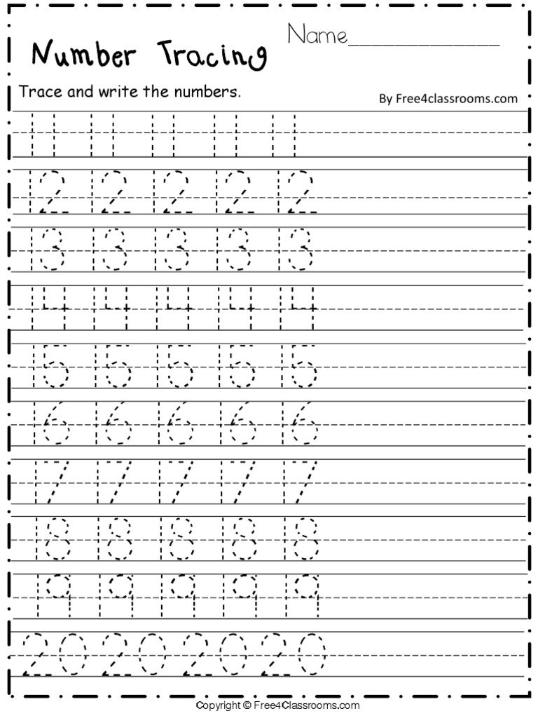 Number Tracing Pre K and Kinder 11 To 20 Eruydz PDF | PDF