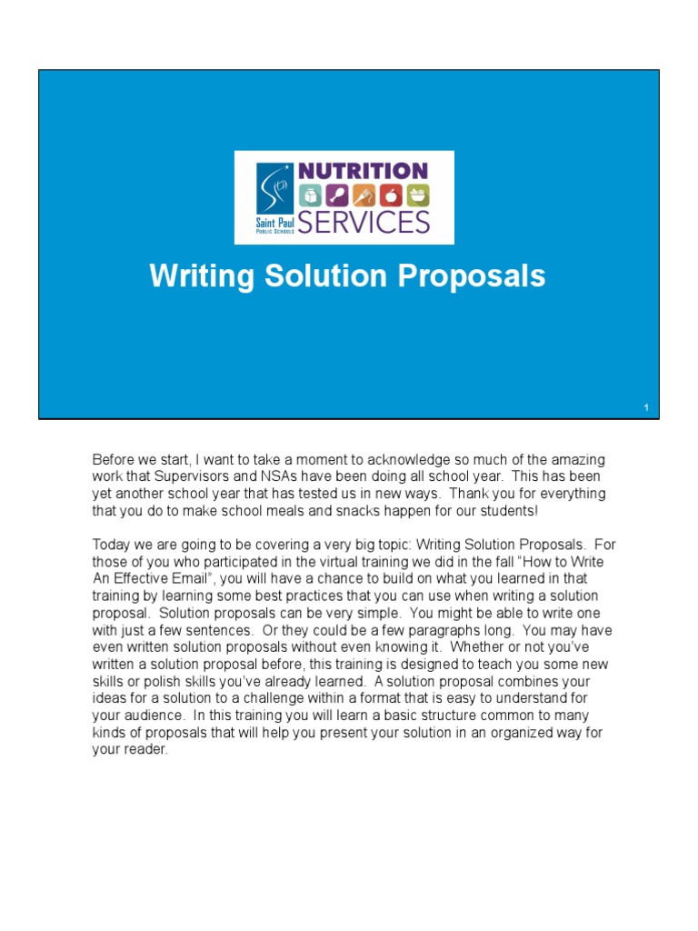 Writing A Solution Proposal | PDF
