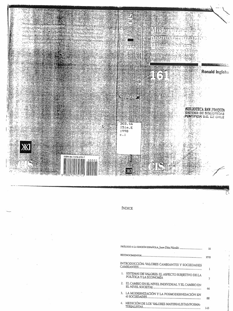 Inglehart, Ronald Modernización y Posmodernización | PDF
