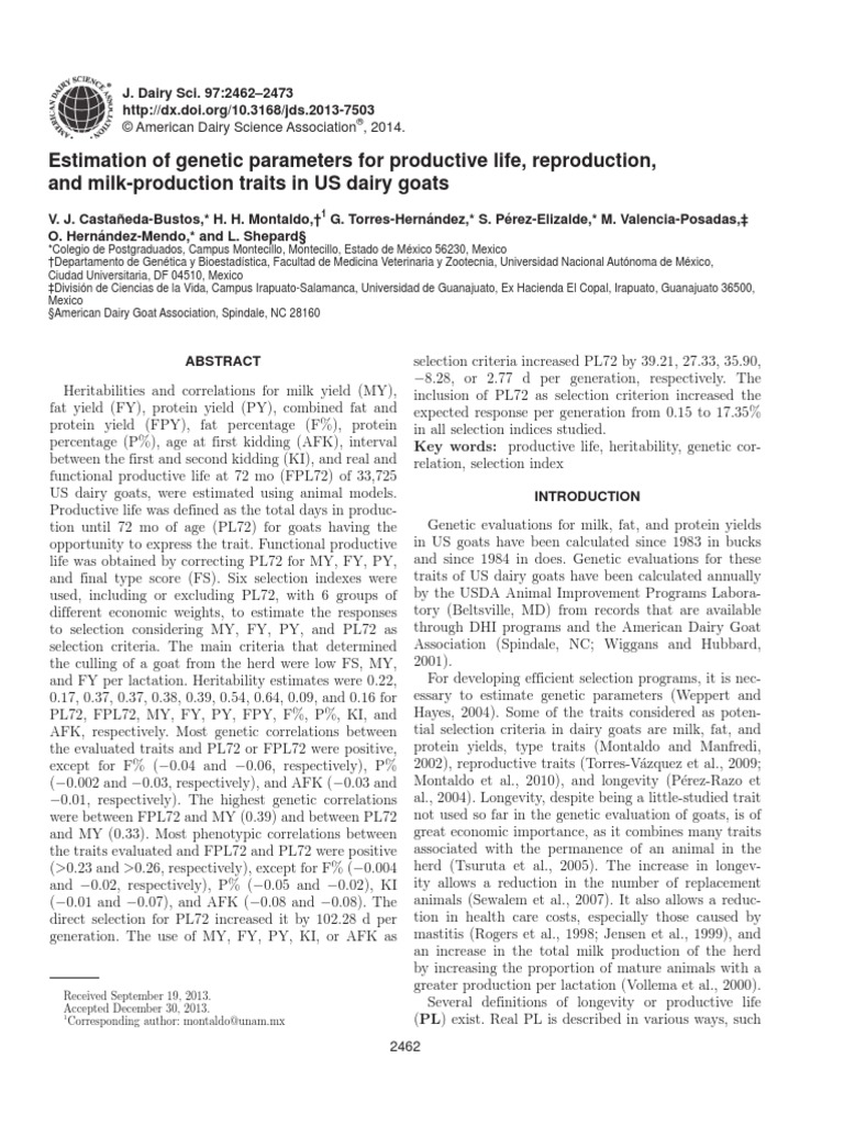 Estimation Of Genetic Parameters For Productive Life Reproduction