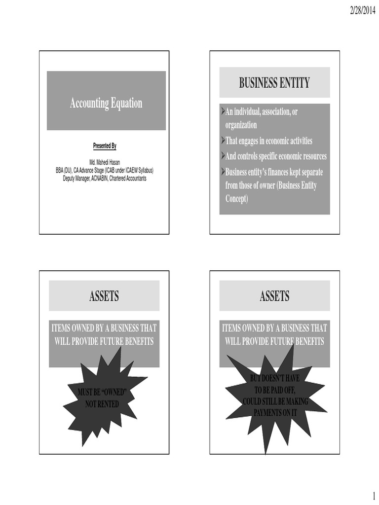 Understanding the Accounting Equation | PDF | Equity (Finance ...