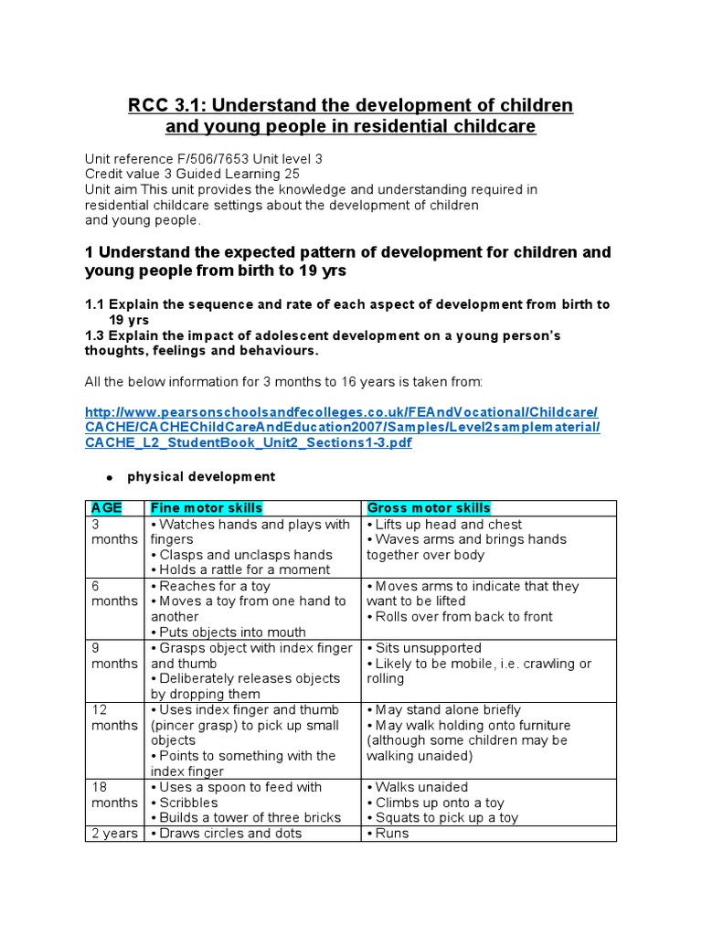 RCC 3.1: Understanding Child and Youth Development | PDF | Cognitive ...