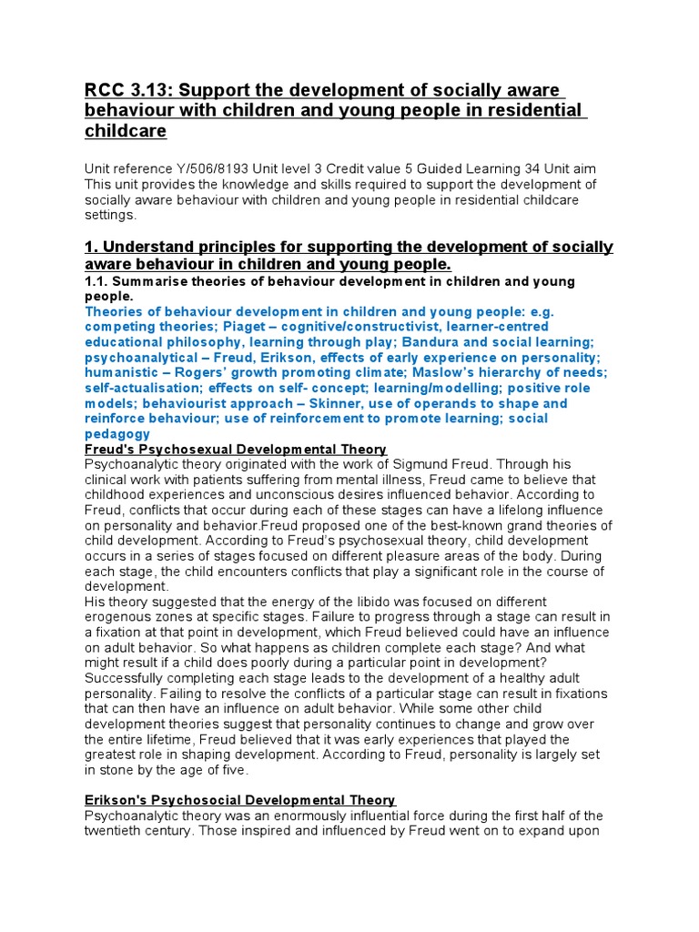 RCC 3.13 | PDF | Behaviorism | Attachment Theory