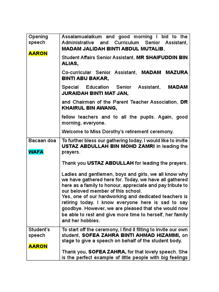 Retirement Emcee Script | PDF