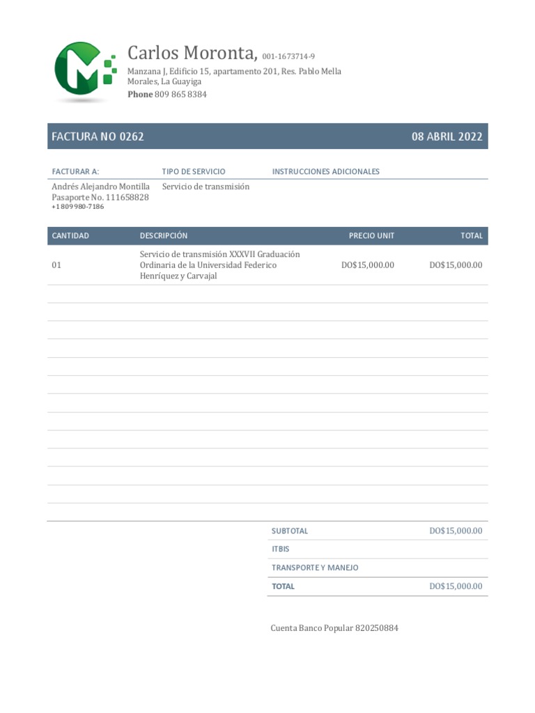 FACTURA No 0262 PDF | PDF