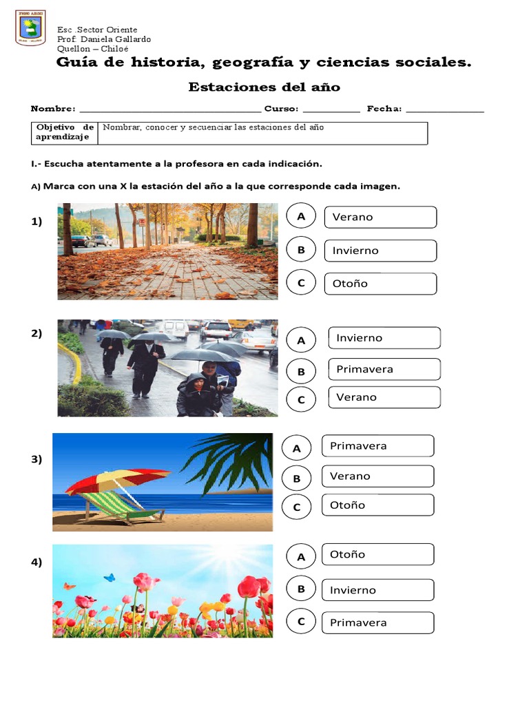 Actividades sobre las estaciones del año | PDF | Temporada de primavera ...