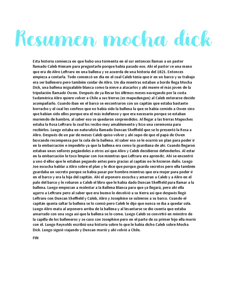 Resumen Mocha Dick | PDF
