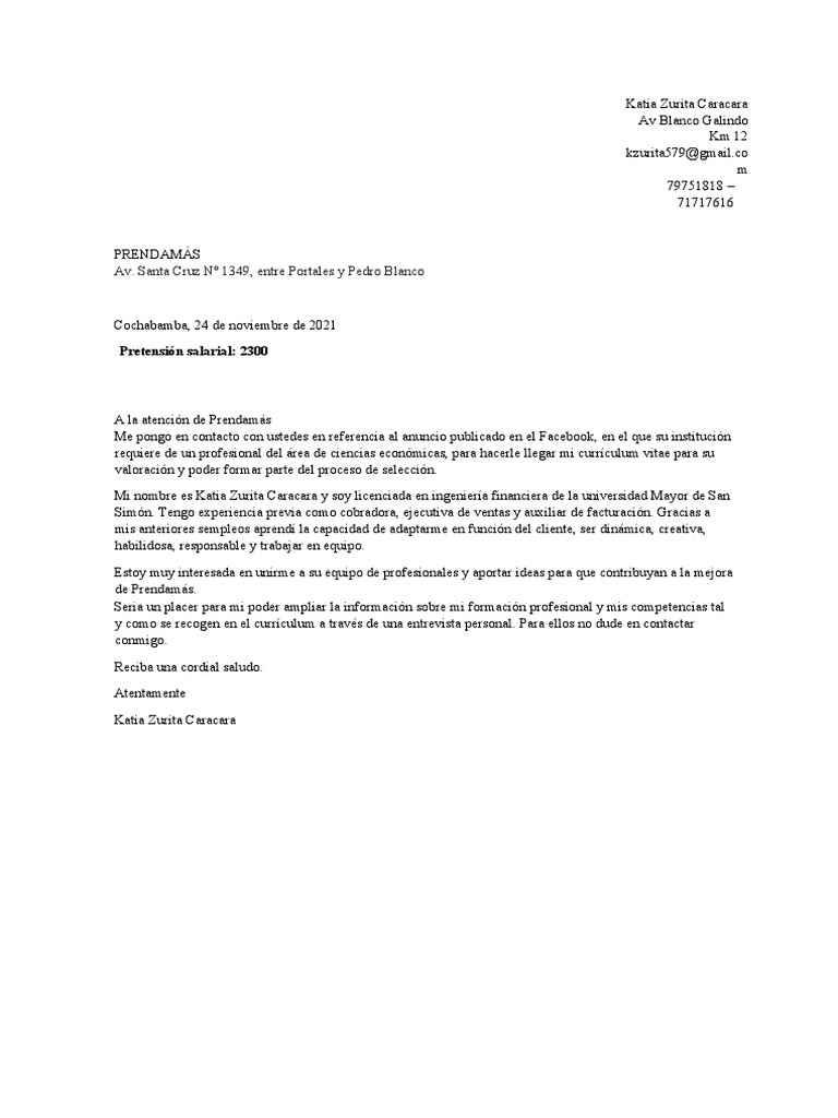 Carta de Postula LP | PDF