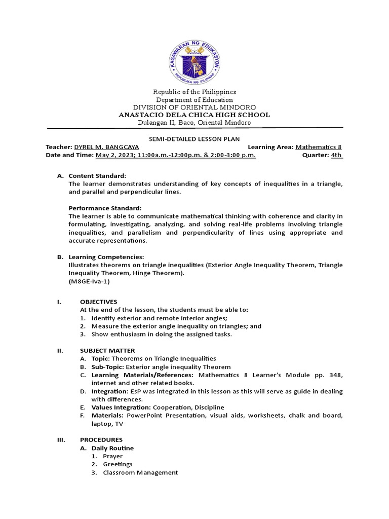 Exterior Angle Inequality Theorem | PDF | Triangle | Angle