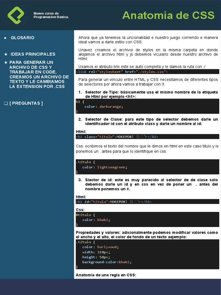 Nuevo Curso de Programacion Clase ANATOMIA de CSS | PDF | HTML | Diseño web