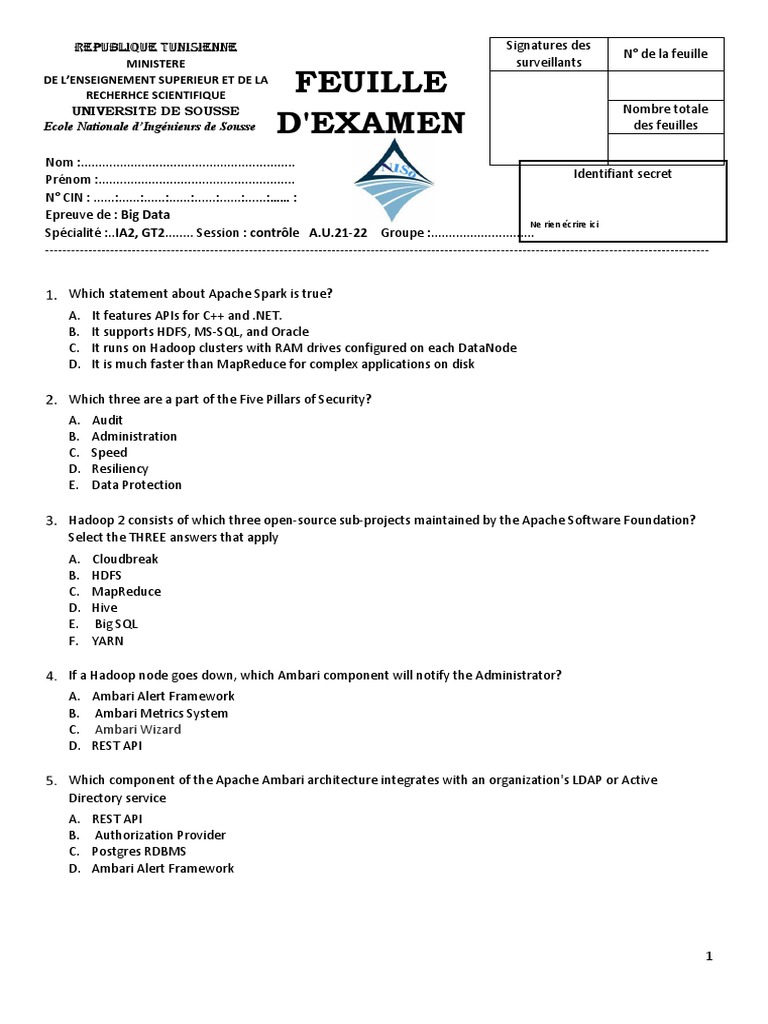 BigData Exam C2122 PDF | PDF | Apache Hadoop | Computer Architecture