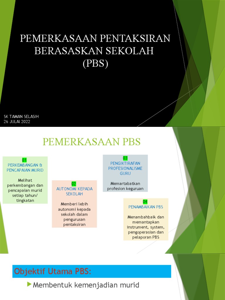 Pemerkasaan Pentaksiran Berasaskan Sekolah (PBS) : SK Taman Selasih 26 JULAI 2022 | PDF