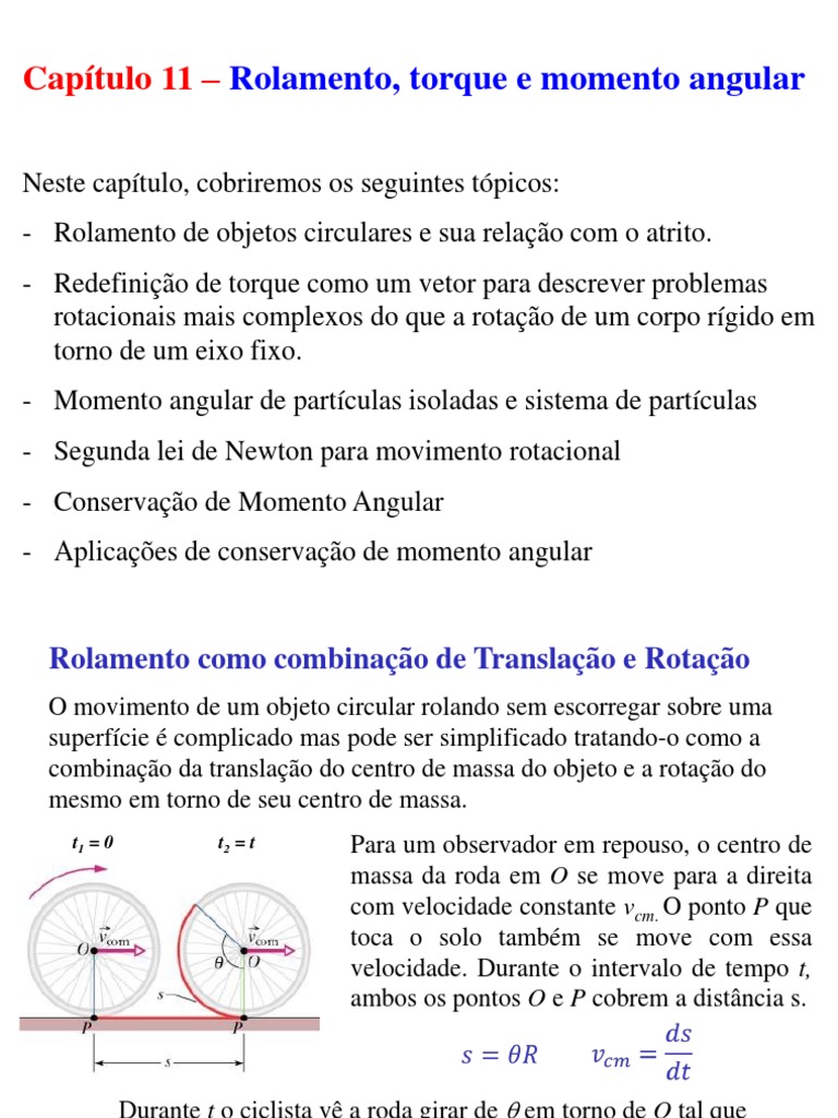 3 - Rolamento, Torque, Momento Angular PDF | PDF | Fenômenos científicos | Metrologia
