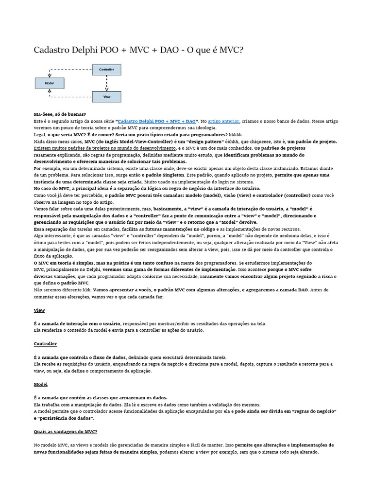 Delphi POO MVC DAO 02 MVC | PDF