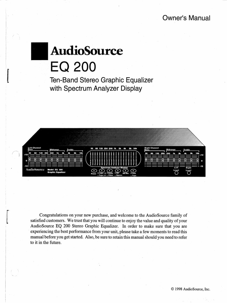 AudioSource EQ 100 Manual | PDF