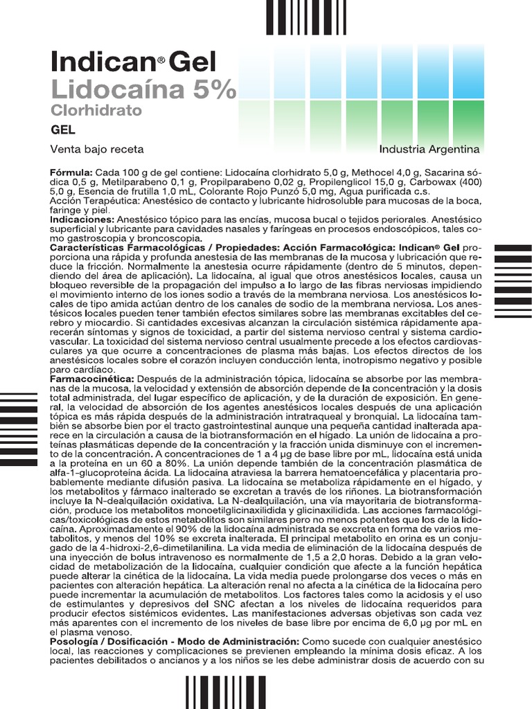 Lidocaina Gel Prospecto PDF | PDF