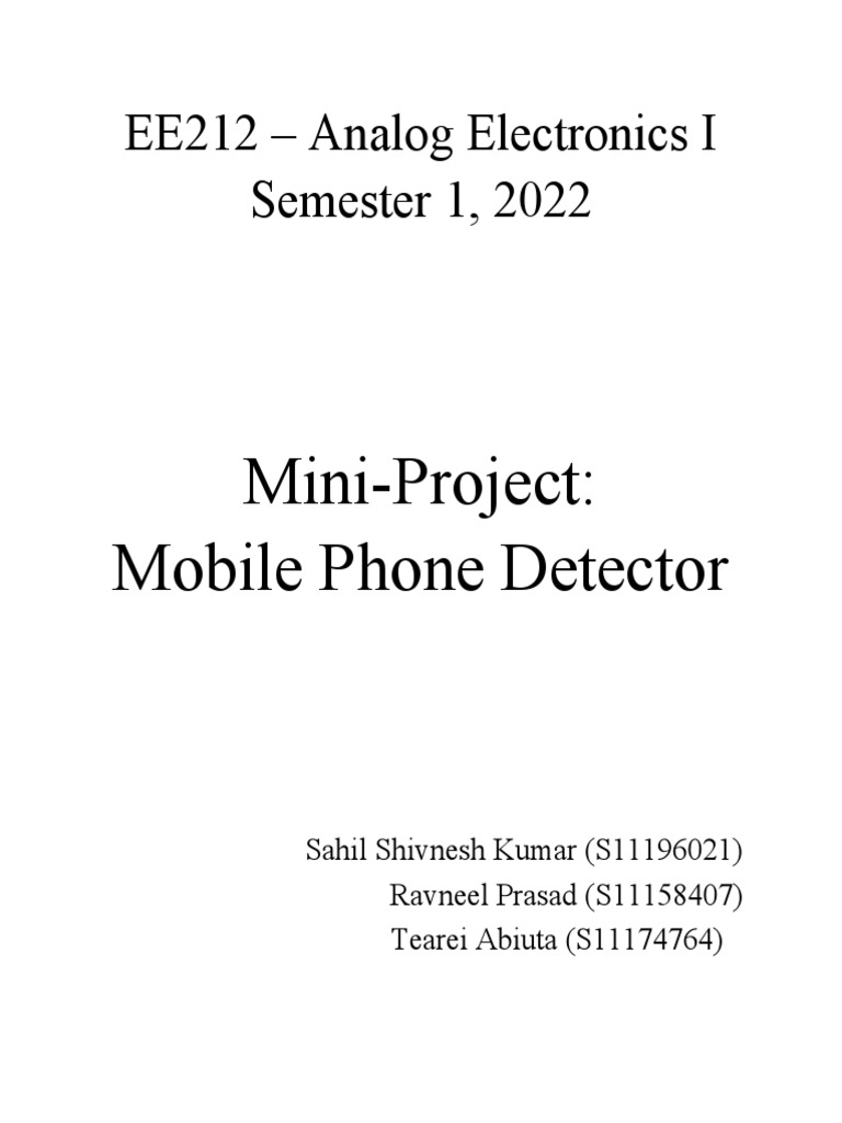 Mobile Phone Detector Circuit Project | PDF | Operational Amplifier ...