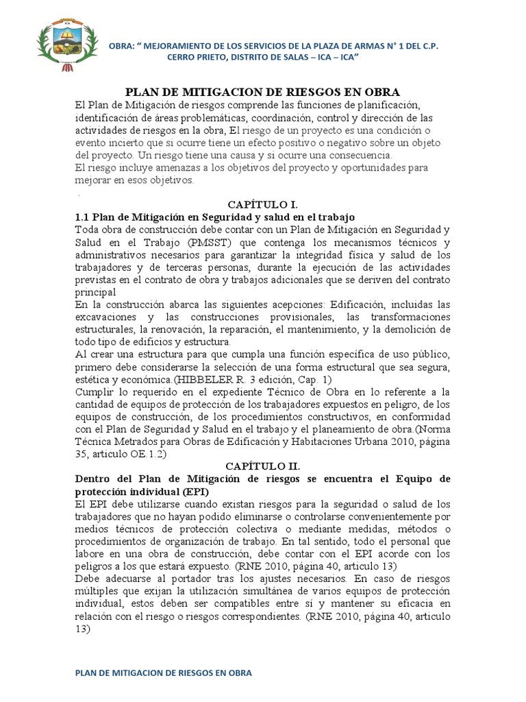 Plan de Mitigacion de Riesgos en Obra | PDF | Soldadura | Construcción