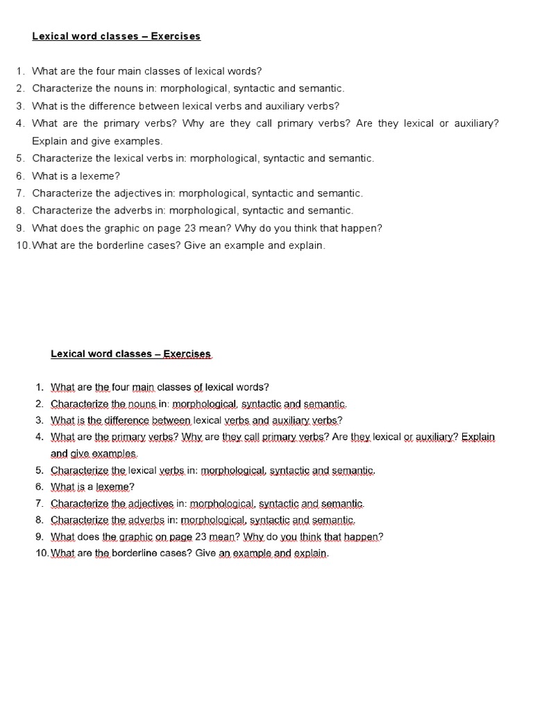 Lexical Word Classes 15 - 08 | PDF