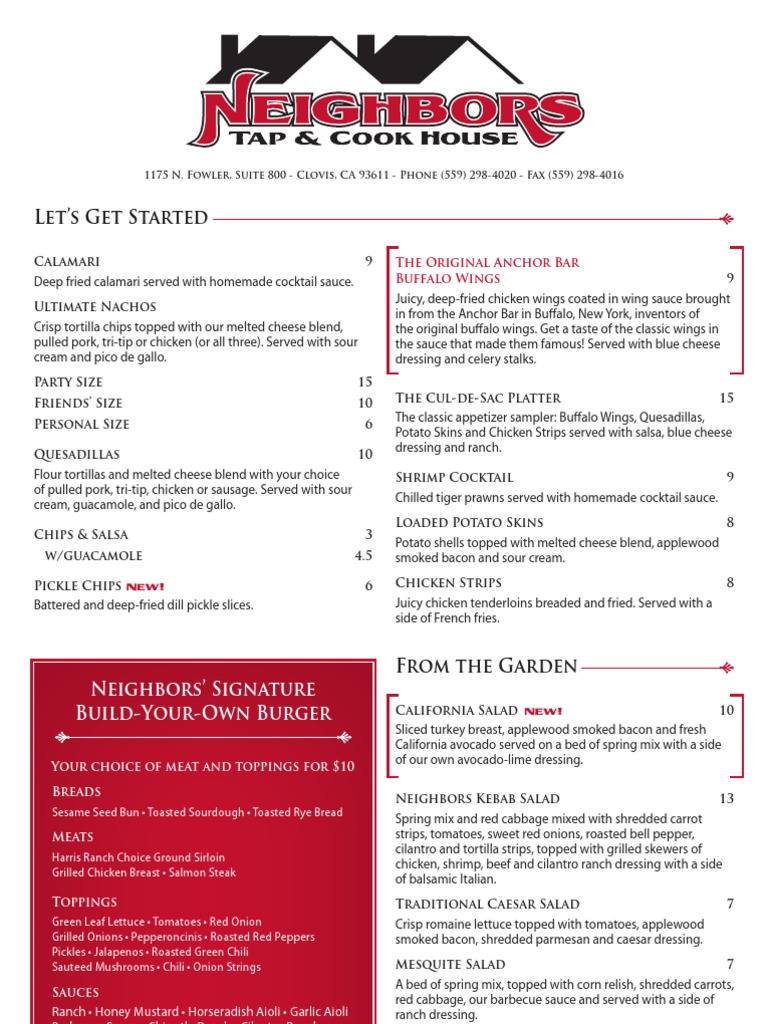 Neighbors Menu | PDF | Bacon | Salad