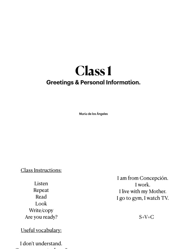 Class 1 - Greetings and Farewells | PDF