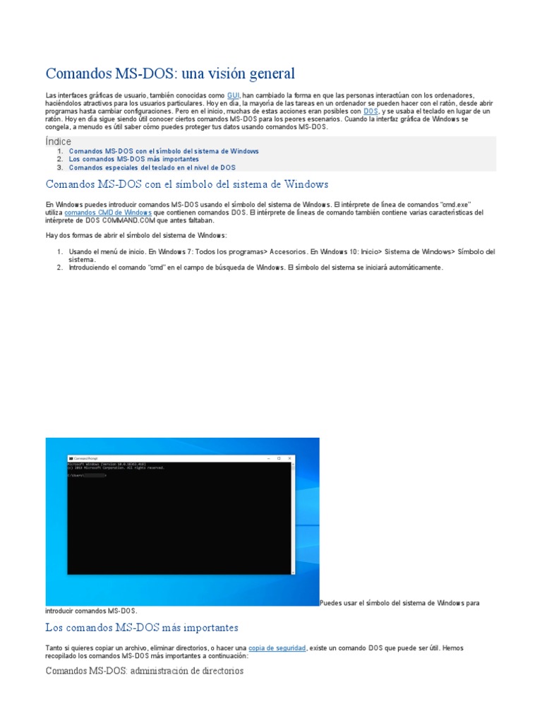 Comandos MSDOS | PDF | Dos | Archivo de computadora