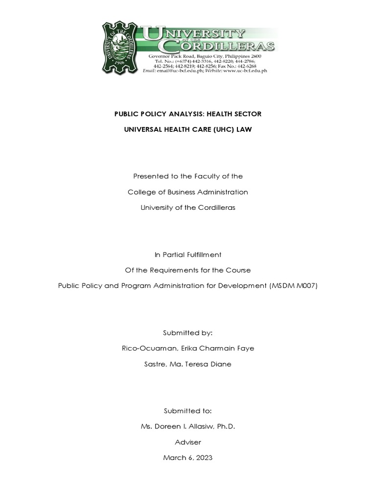 Policy Analysis Health Sector Pdf Preventive Healthcare Health Care