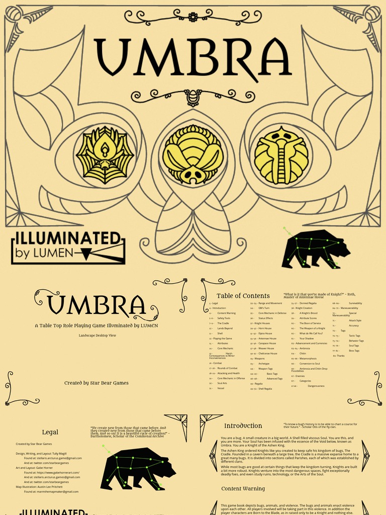 UMBRA Core Rules 0.3 (Landscape) | PDF