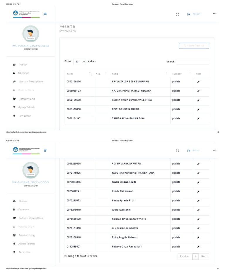 fls2n Data Siswa | PDF